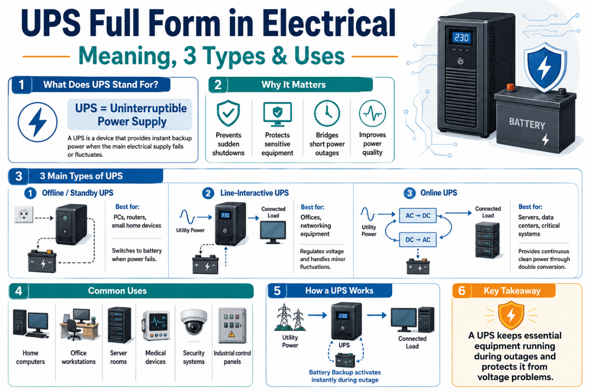 UPS Full Form in Electrical: Meaning, 3 Types & Uses - UDTECH