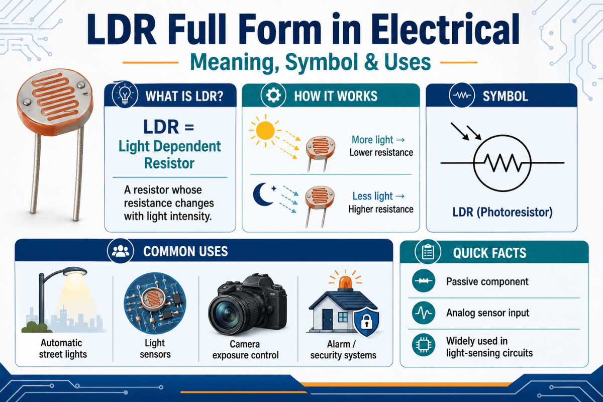 LDR Full Form in Electrical (Meaning, Symbol & Uses) - UDTECH