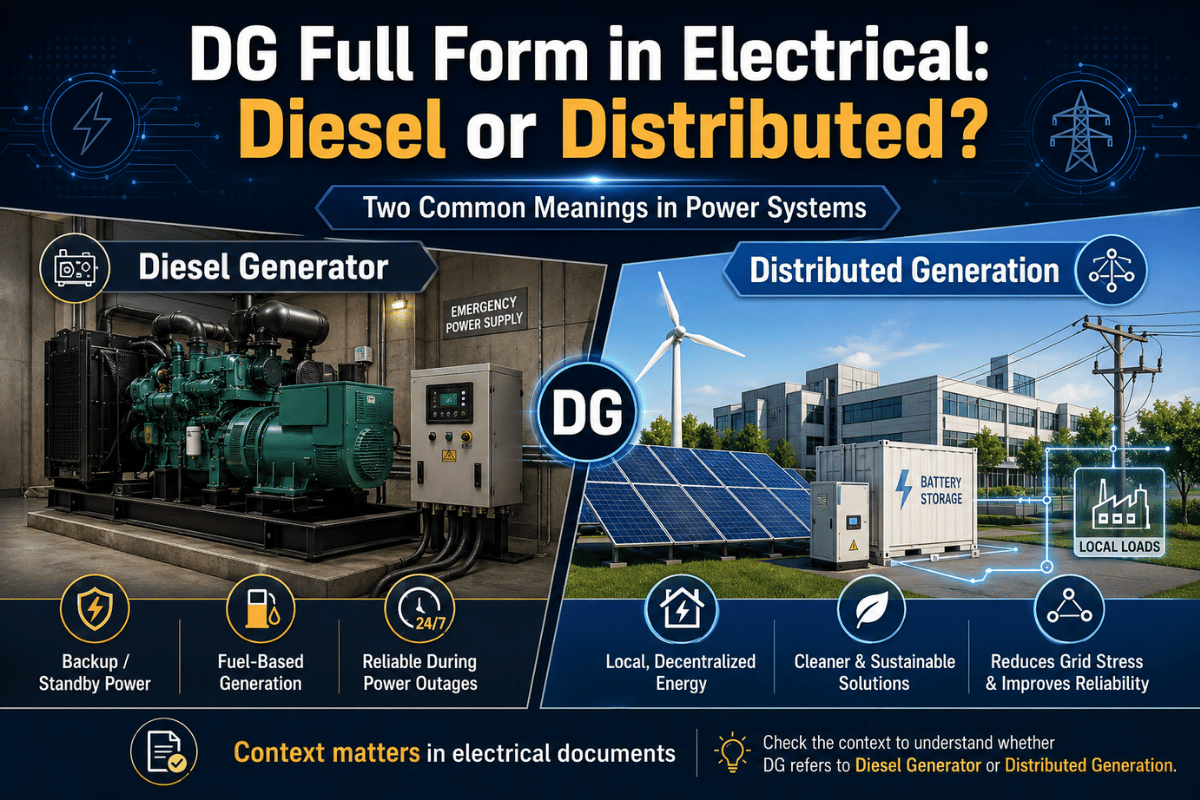DG Full Form in Electrical: Diesel or Distributed? - UDTECH